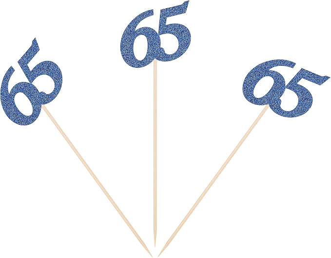 Amazon.com: Navy Blue Glitter 65th Birthday Centerpiece Sticks Number ...