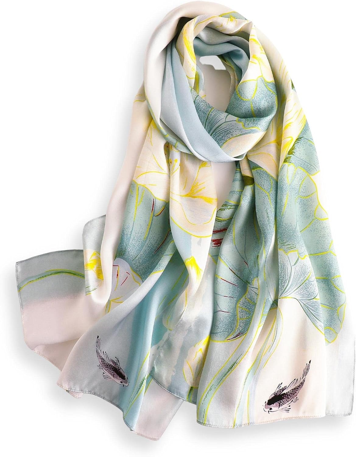 100% Mulberry Silk Long Scarf - Women's Large Oblong Shawl for Head ...