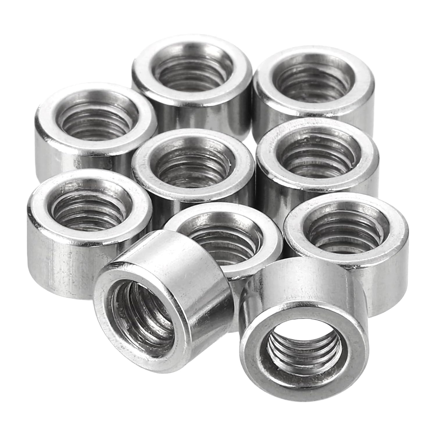 uxcell 10Pcs Round Weld Nuts, M6x6x10mm Long Weld on Bung Female Nut ...