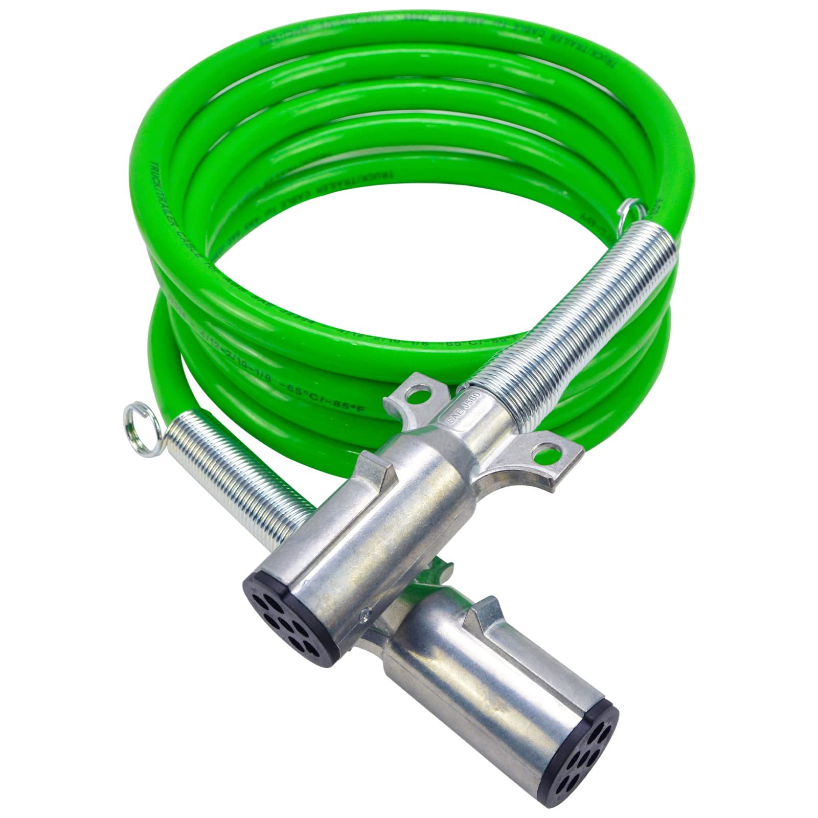 Snapklik.com : 7 Way Trailer Cord Cable 12 Ft Green ABS Straight ...