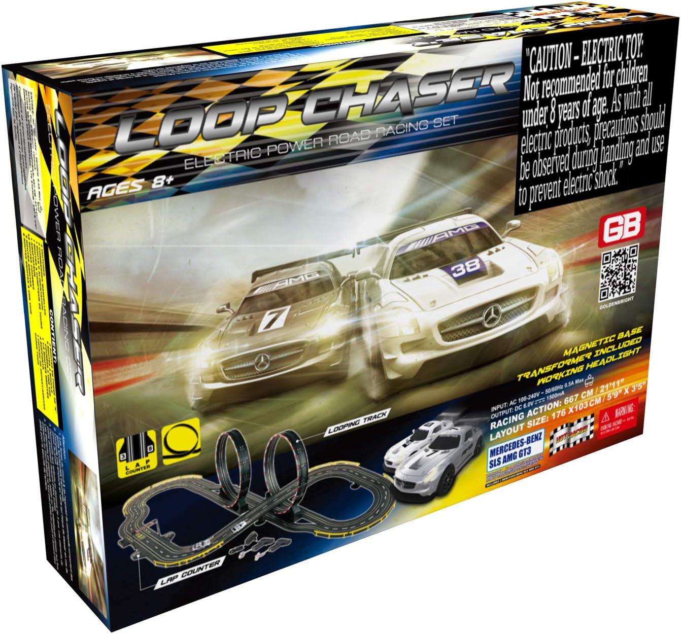 Amazon.com: Golden Bright Loop Chaser Road Racing Set- Electric Powered ...