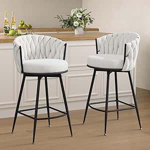 BFZ Lot de 2 tabourets de bar pour comptoir de cuisine, tabouret de bar moderne en tissu de 66 ...