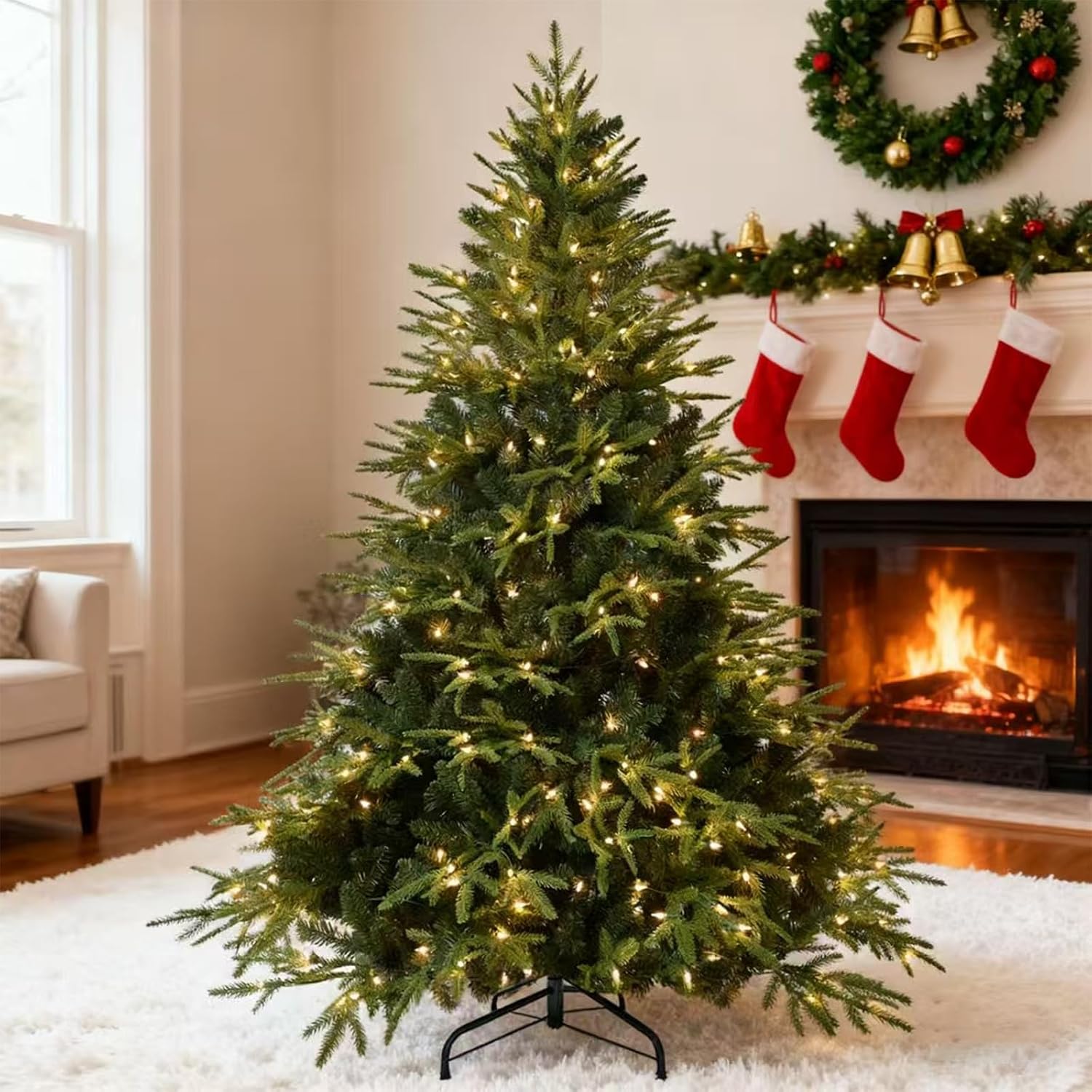 Amazon.com: LAMPHOME 6FT Pre-Lit Automatic Hybrid Tree - 300 UL Lights ...