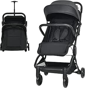 Maxmass Baby Stroller, Folding Infant Buggy with Retractable Canopy ...