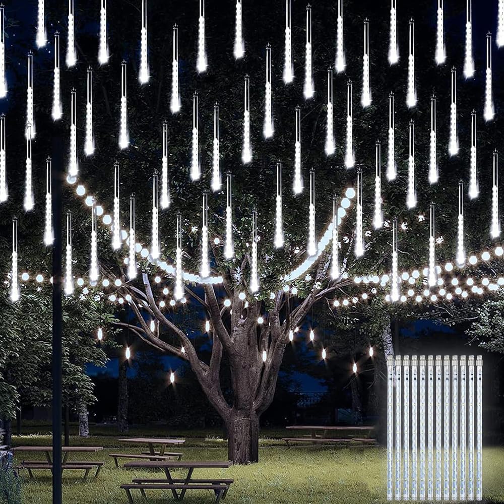 RNPKZ Meteor Shower Lights Outdoor, 30 cm 10 Tubes Meteor Shower Rain ...