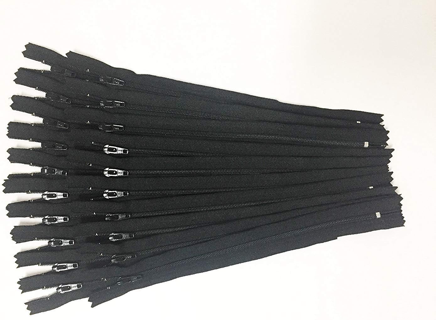 Black 8 inch YKK Nylon Zipper for Dresses Skirts Bags Pouches Pack of ...