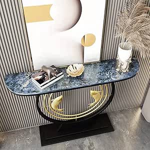 Amazon.com: LITFAD Half Moon Glam Console Table Antique Finish Console ...