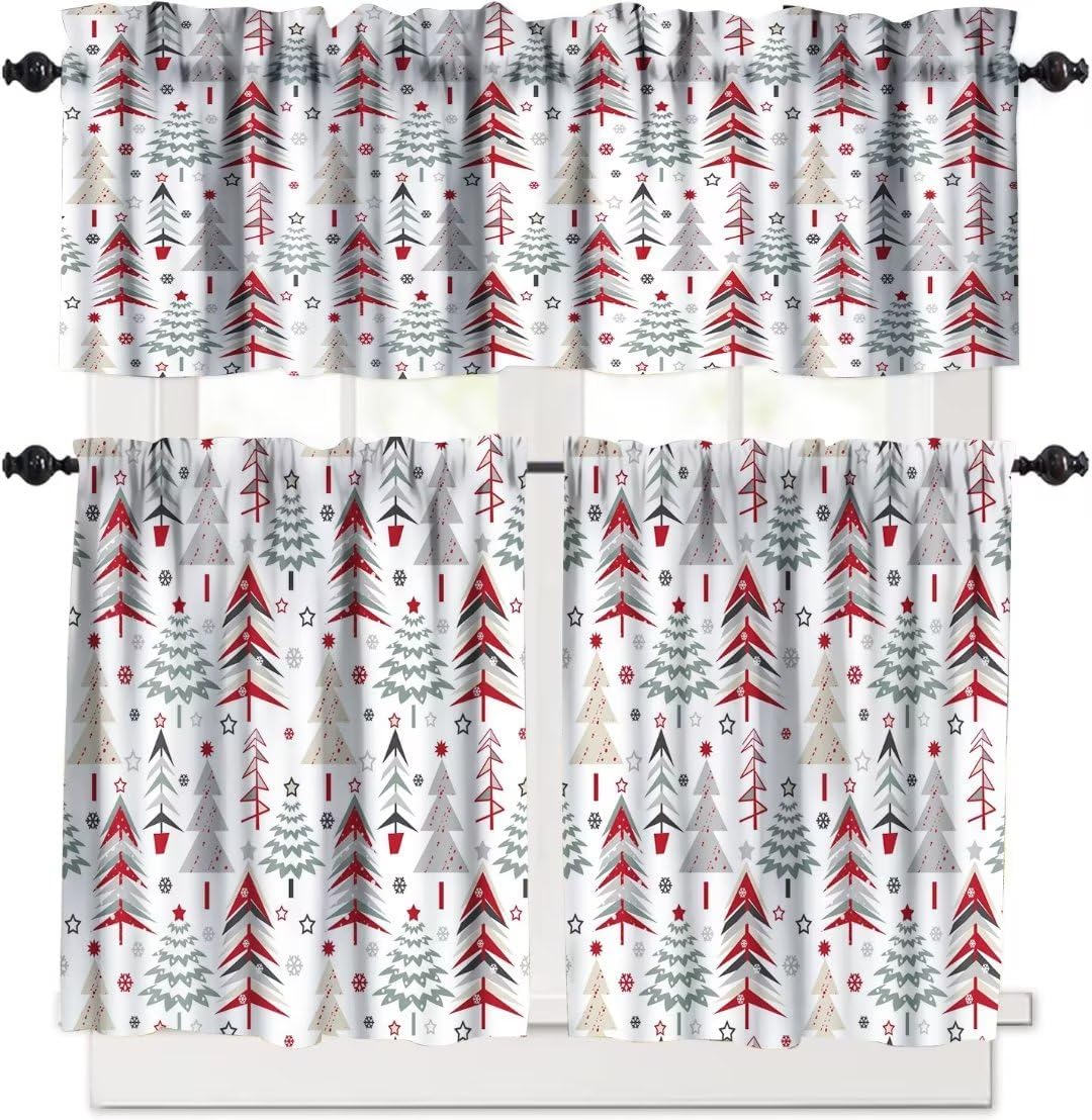 Amazon.com: SHElifestyle Christmas Kitchen Valance Curtain Set, Xmas ...