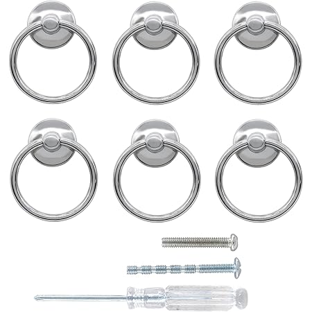 Kyuionty 6 Pcs Metal Round Ring Drawer Pulls, 1-5/8 Inch Ring Diameter ...