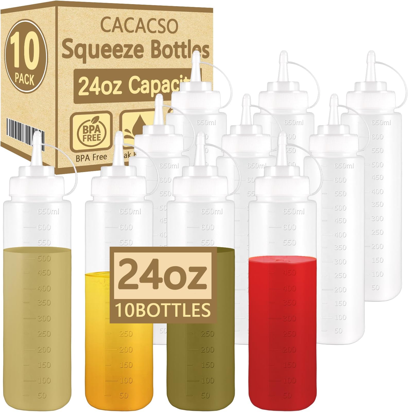 Amazon.com: Made in USA 2-pack Plastic Squeeze Bottles for Sauces - 16 ...