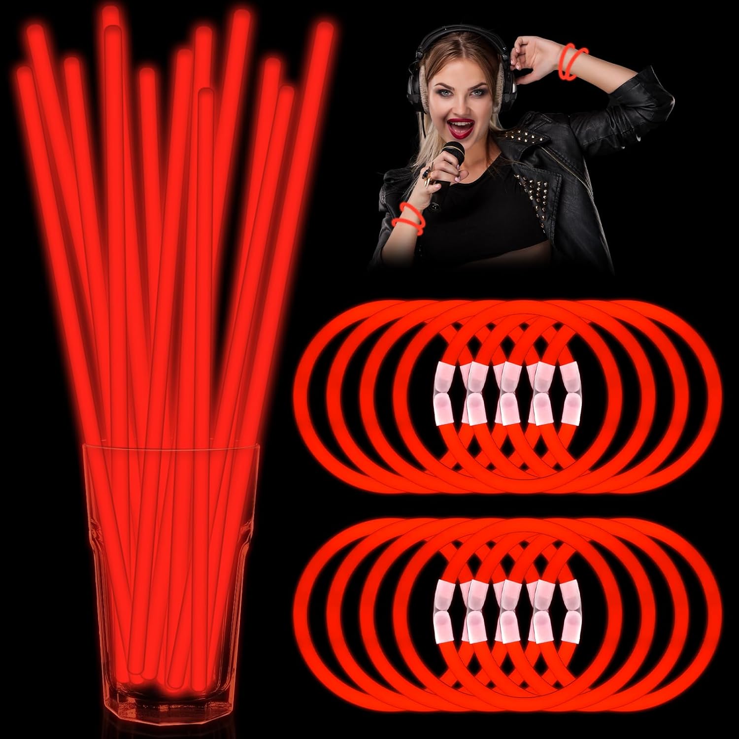 Amazon.com: Taikula 60 Pack 8” Glow Sticks Bracelet Bulk Glow Sticks ...