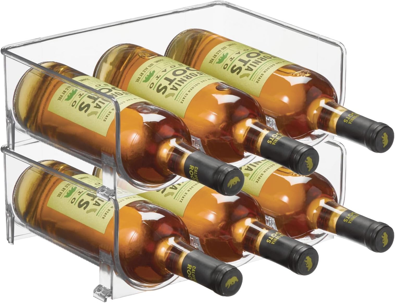 mDesign Set of 2 Stackable Wine Rack - Plastic Wine Bottle Rack ...