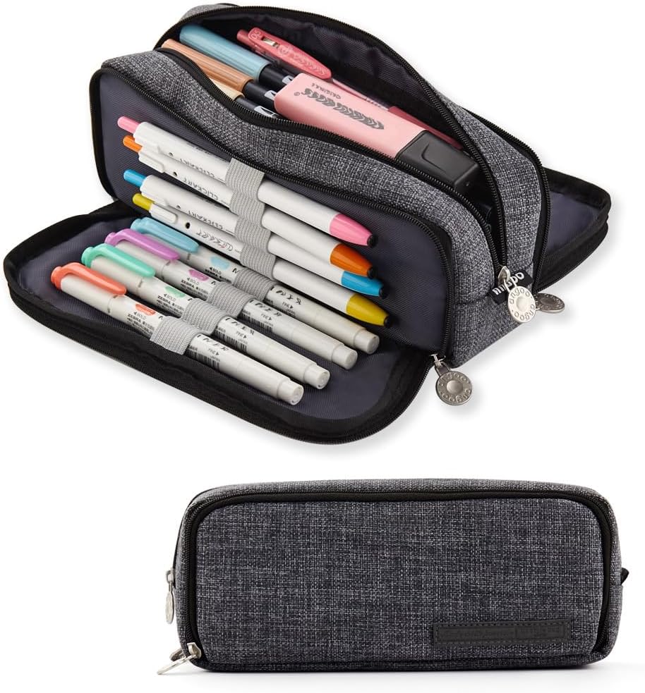 Amazon.com: ANGOOBABY Large Pencil Case Big Capacity 3 Compartments ...