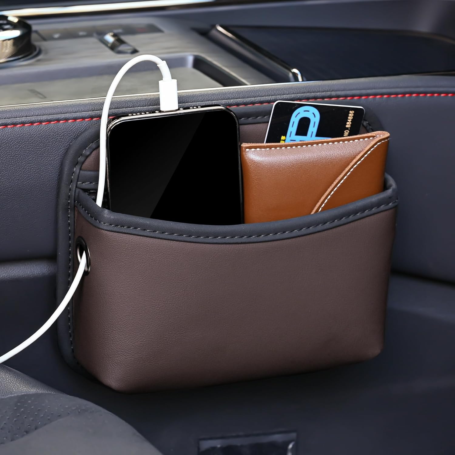 Amazon.com: JEYODA Car Seat Side Storage Pocket, Small Organizer,PU ...