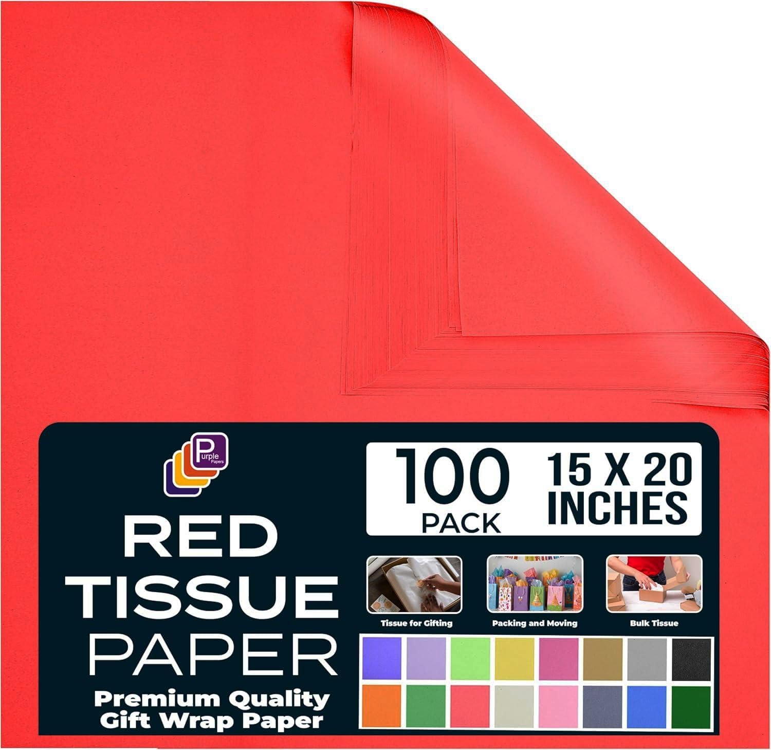 Amazon.com: Red Tissue Paper 15"x20" – Pack of 100 Sheets | Bulk Red ...