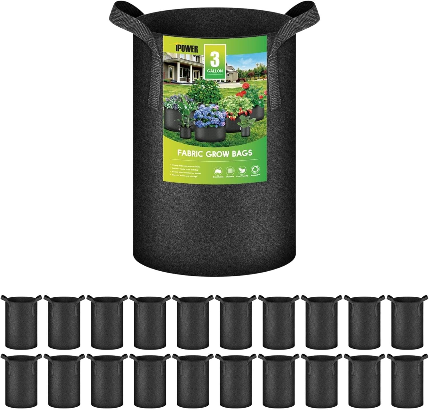 Amazon.com: iPower Plant Grow Bag 3 Gallon 20-Pack Heavy Duty Fabric Pots, 300g Thick Nonwoven ...