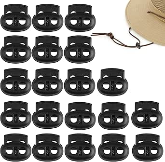 20 Pcs Black Plastic Toggles for Drawstrings, 2.5cm Dual-Holes Cord ...