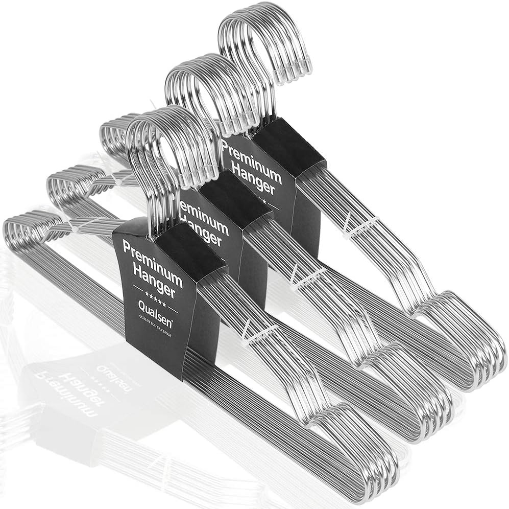 Puersit 50 Pack Stainless Hanger 16.5 Inch Metal Coat Hangers, Trouser ...