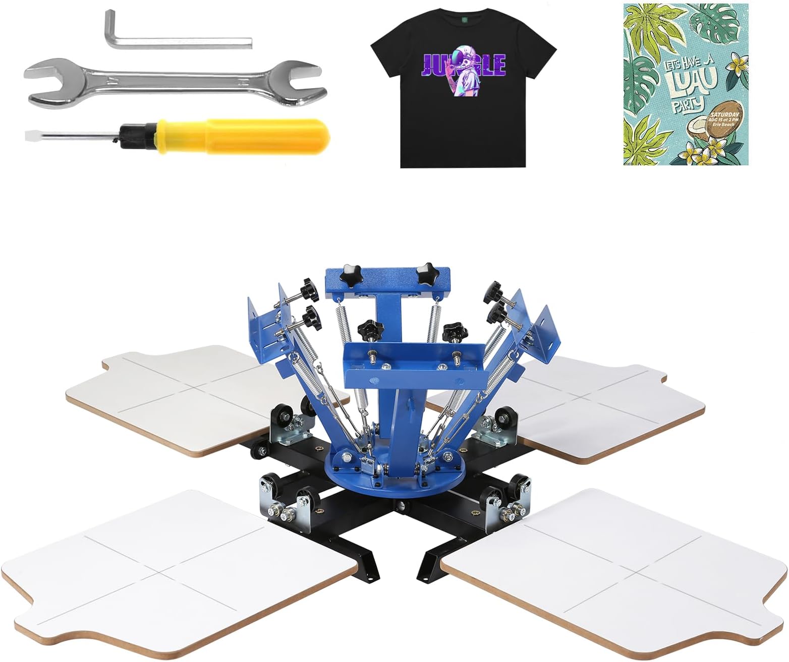 Amazon.com: VEVOR Screen Printing Machine, 4 Color 4 Station 360 ...