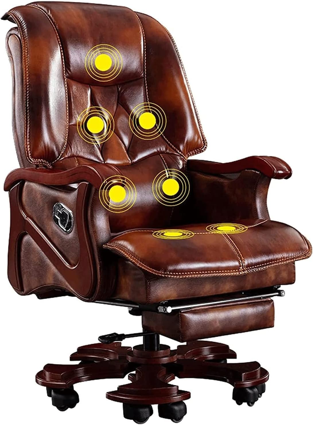 Amazon.com: Office Chair Ergonomic First Layer Cowhide Office Chair ...