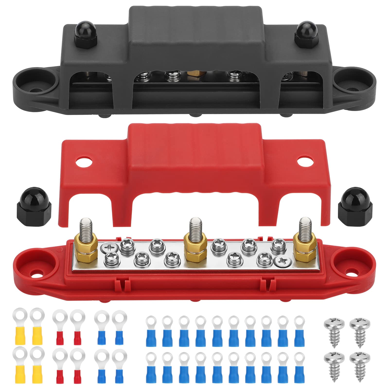 Amazon.com: 2 Pcs Bus Bar, 12V Power Distribution Block, 3X 1/4" (M6 ...