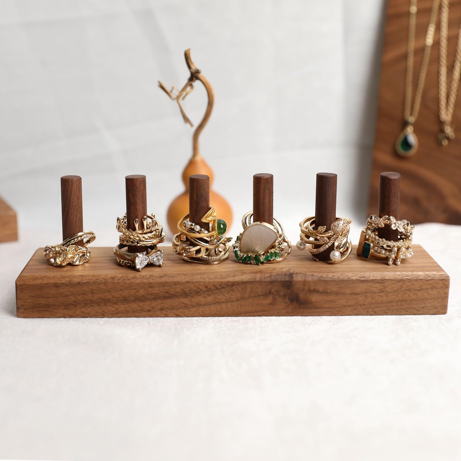 Amazon.com: Juexica Wood Ring Display 2 Pieces Ring Holder for Jewelry ...