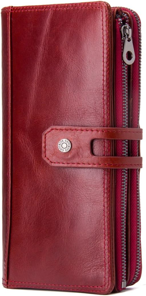 Amazon.com: HEINSTON Leather Wallet for Women Secretary Checkbook Phone ...