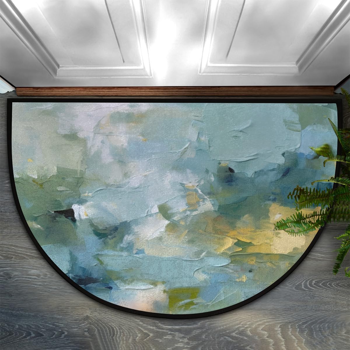 Amazon.com: Light Blue With Olive Green Abstract (02) Half Round Door ...