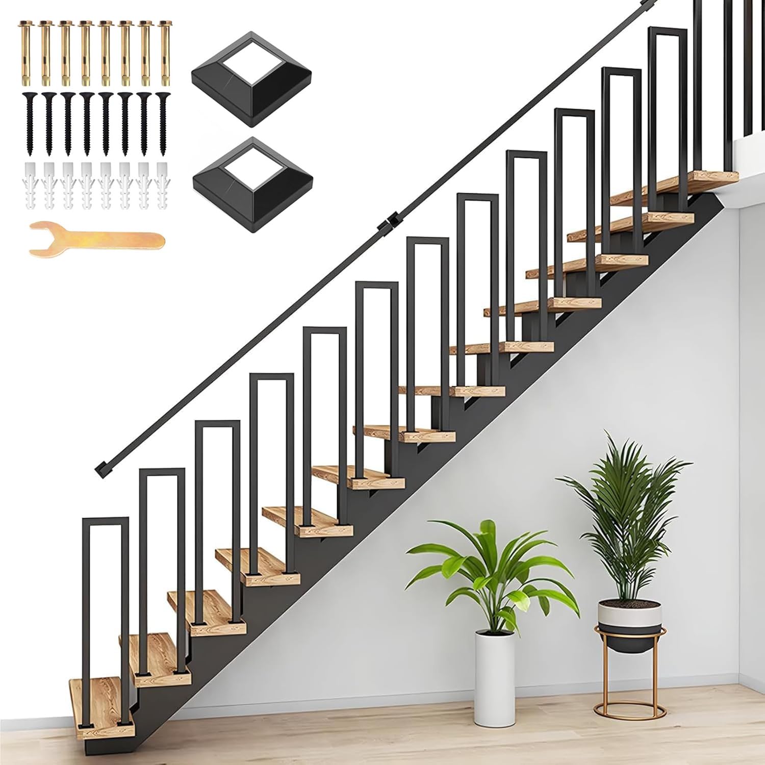 CQAEBGS Hand Rail Stair Railings U-Shaped Metal Indoor Outdoor ...