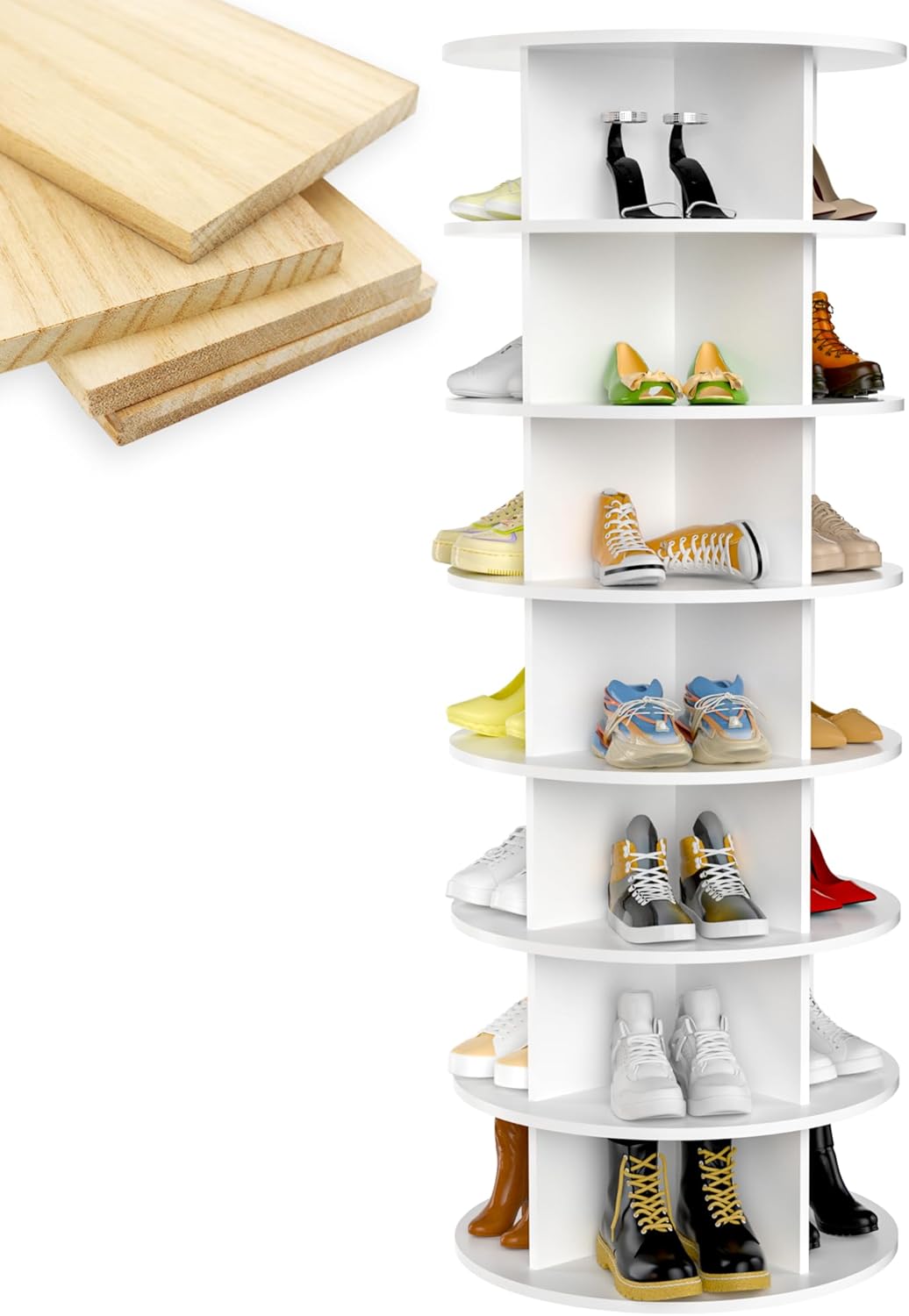 Wooden Rotating Shoe Rack Tower, 7-Tier Spinning Philippines | Ubuy