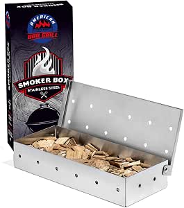 American BBQ Grill Smoker Box - For Smoking Wood Chips and Woodchips ...