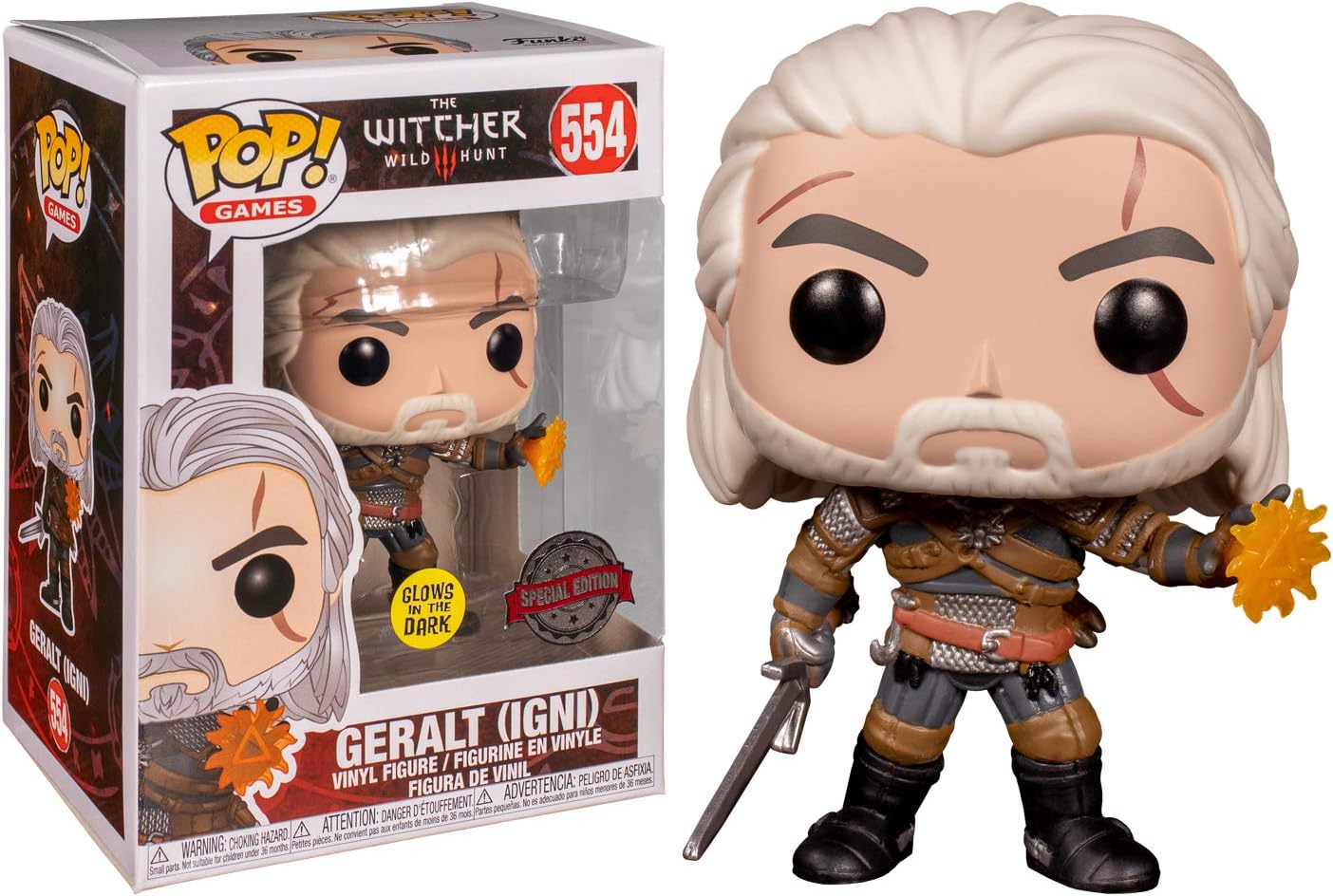 Amazon.com: Funko Pop! Games: The Witcher 3: Wild Hunt - Geralt Glow in ...