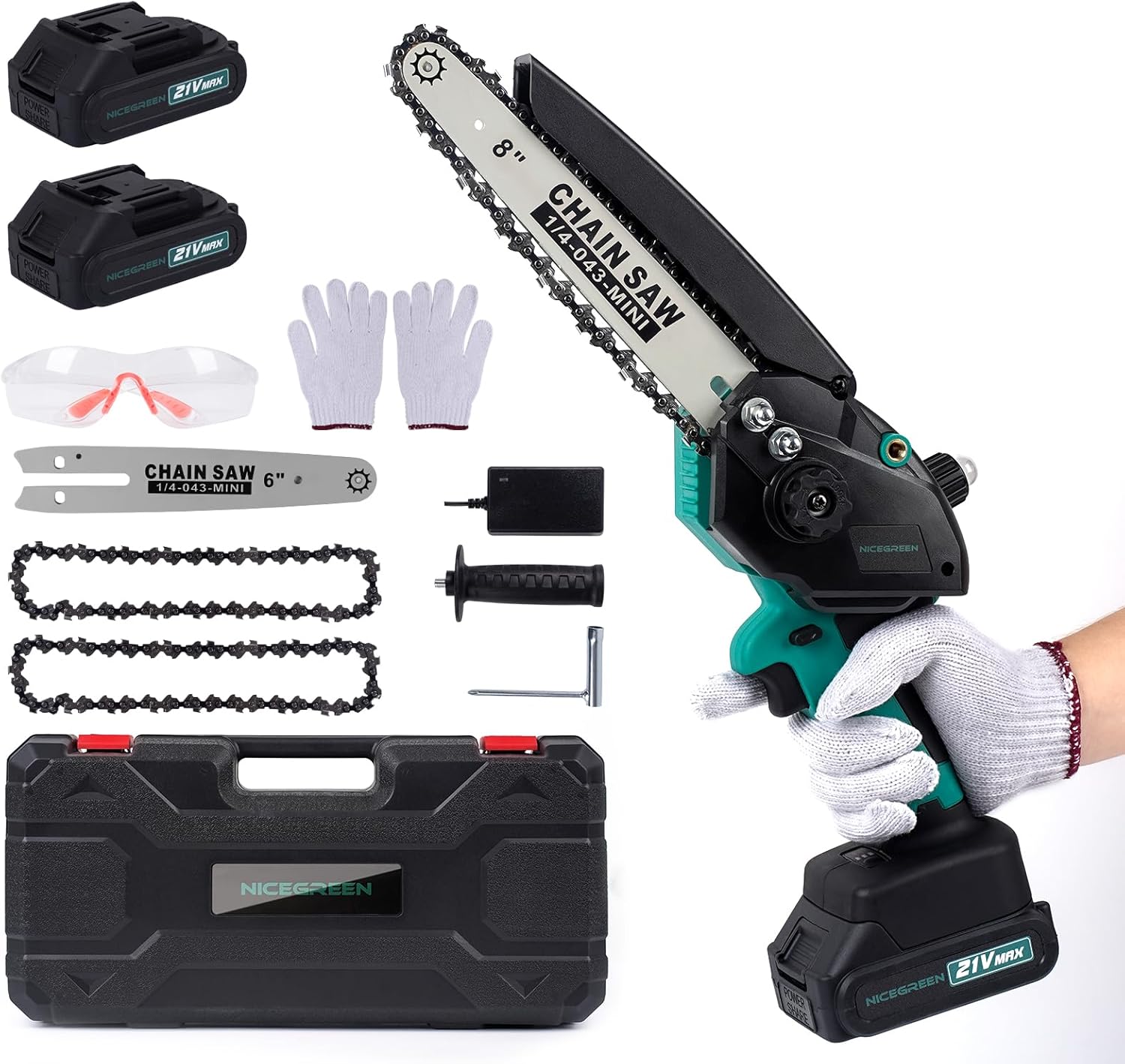 Amazon.com: NICEGREEN LIFE Mini Chainsaw Cordless, Electric Chain Saw ...
