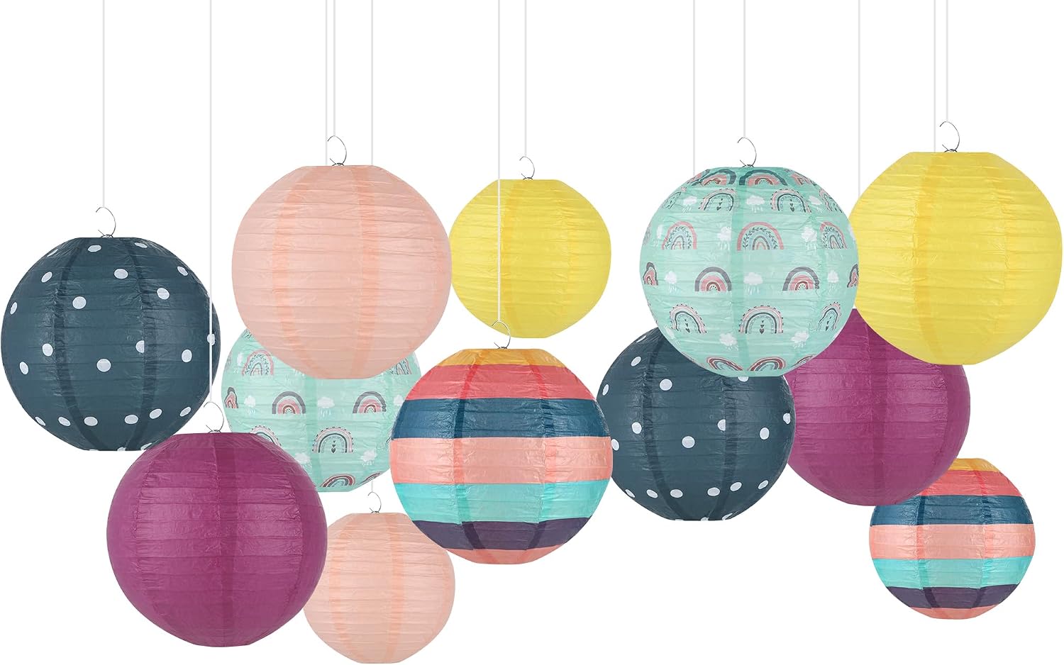 12pcs Classroom Decorations Paper Lanterns Set Boho Hanging Paper ...