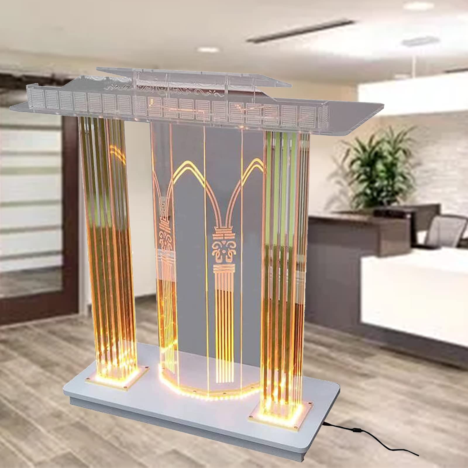 Acrylic Church Podium Stand Floor Standing Rolling Pulpit With Casters ...