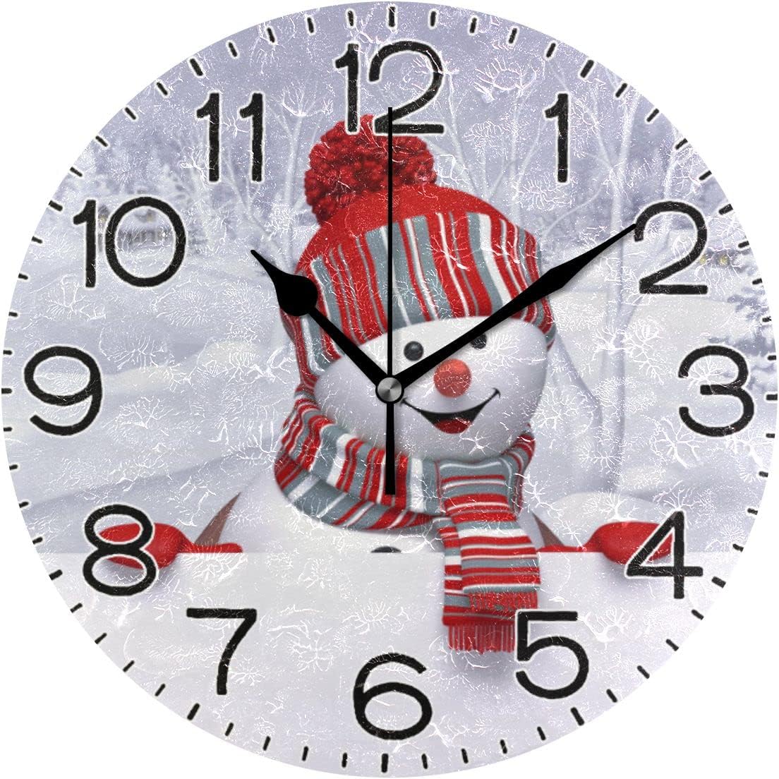 Amazon.com: Christmas Winter Funny Snowman Wall Clock Battery Operated ...
