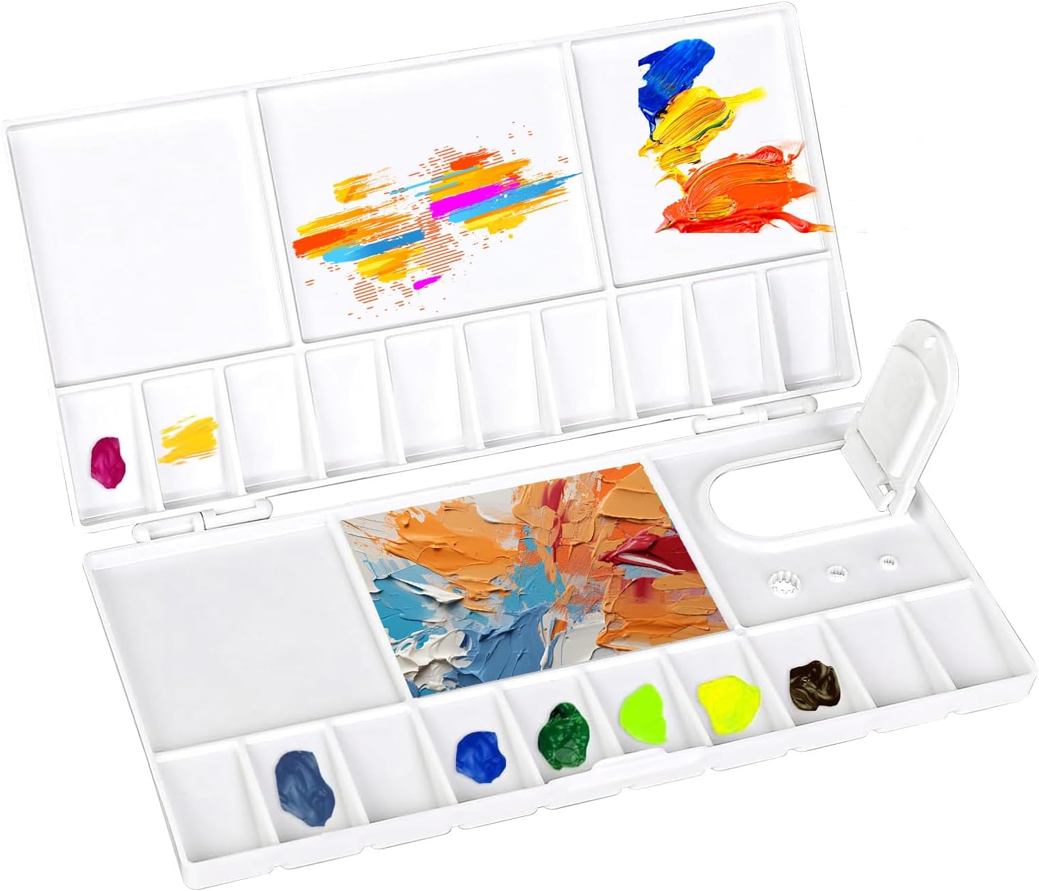 Paint Palette with Lid,Watercolour Paint Palette Tray with Thumb Hole ...