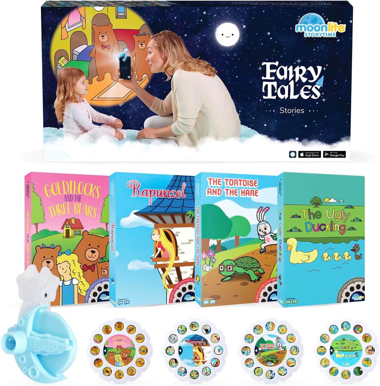 Moonlite Storytime Mini Projector with 4 Fairy Tale Stories, A Magical ...