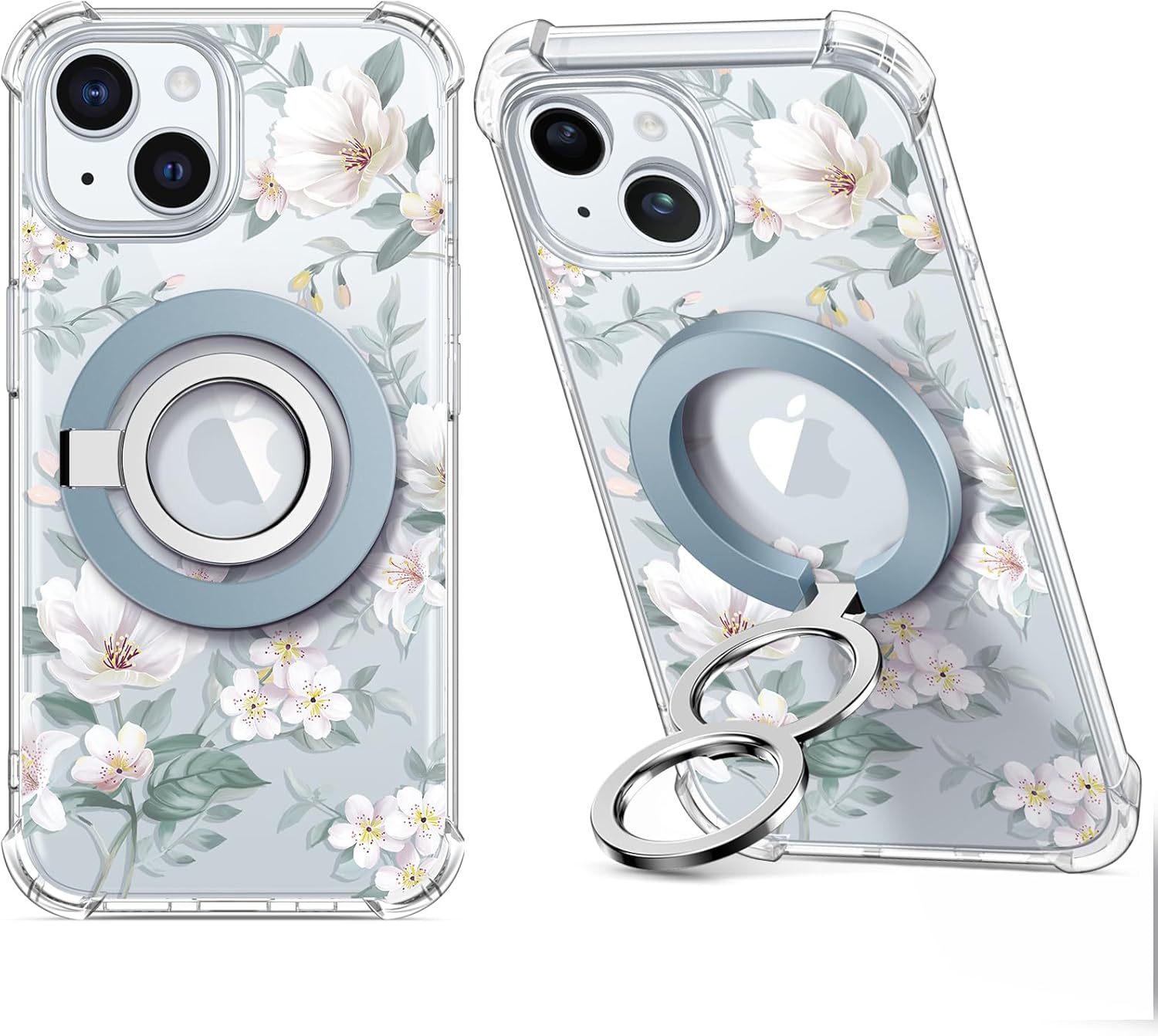 Amazon.com: GVIEWIN Bundle - Compatible with iPhone 15 Case (Magnolia) + Magnetic Phone Ring ...