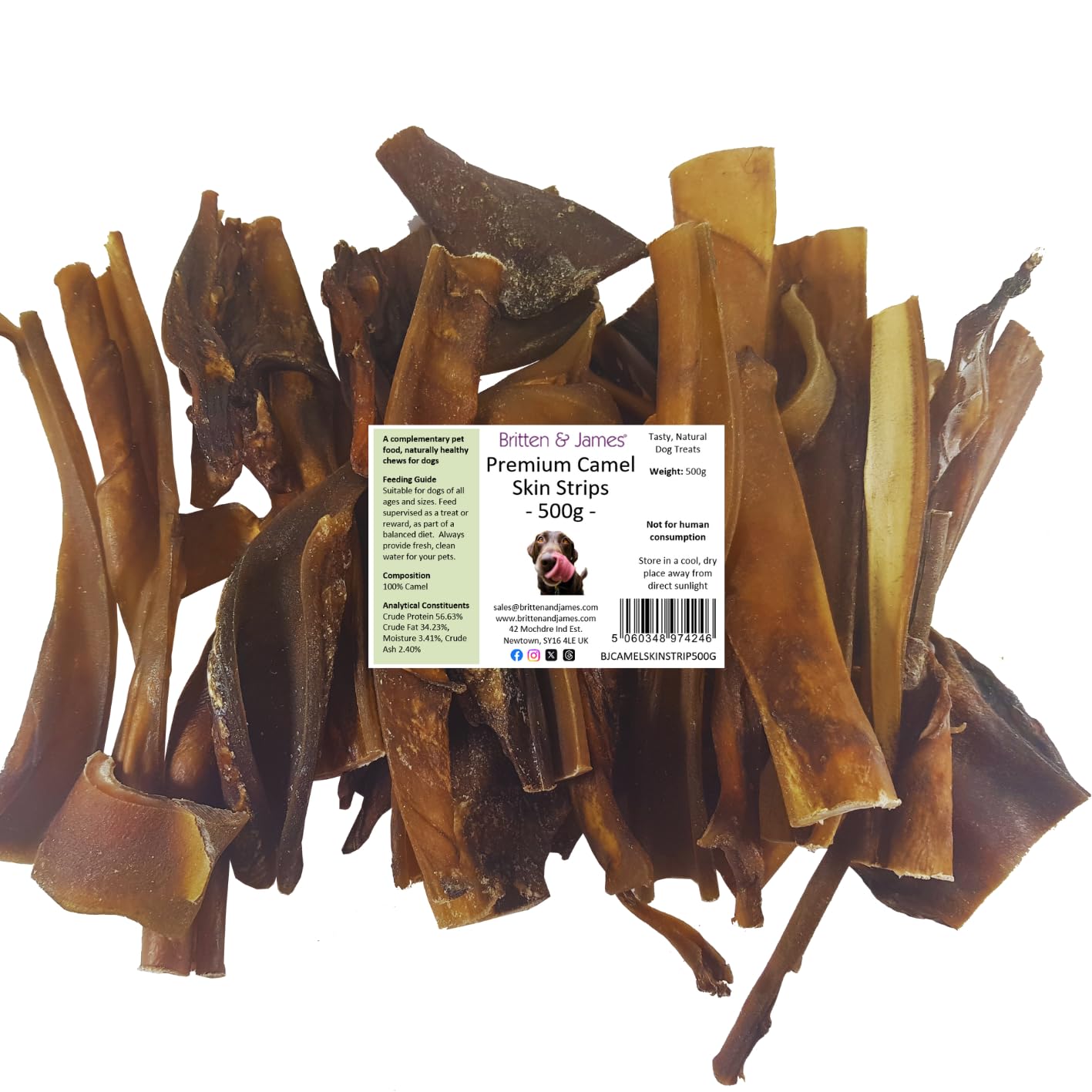 Camel Skin Strips for Dogs by Britten and James (500g). Natural, Grain ...