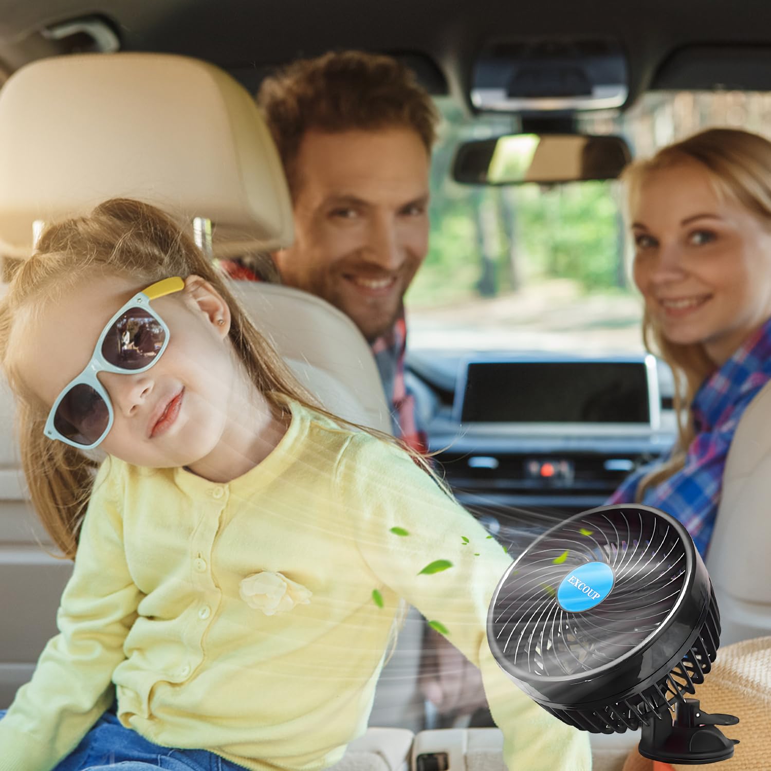Snapklik.com : 2V Car Fan, 5 Portable Auto Cooling Fan, Adjustable Dual ...