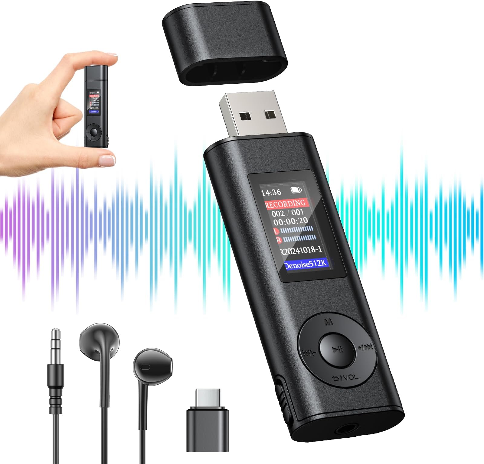 Amazon.com: Digital Voice Recorder 64GB USB Voice Activated Audio ...