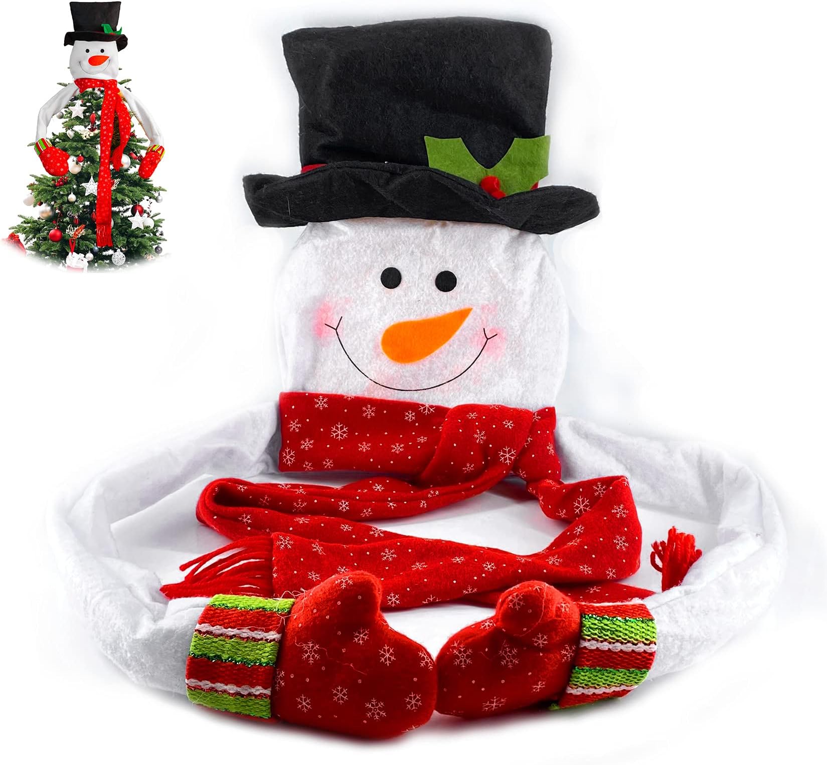 Amazon.com: RAZ 14" PLAID SNOWMAN HEAD Tree Topper : Home & Kitchen