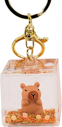 SPEEDYUNI Cute Capybara Keychain – Liquid Quicksand Capybara Glitter ...