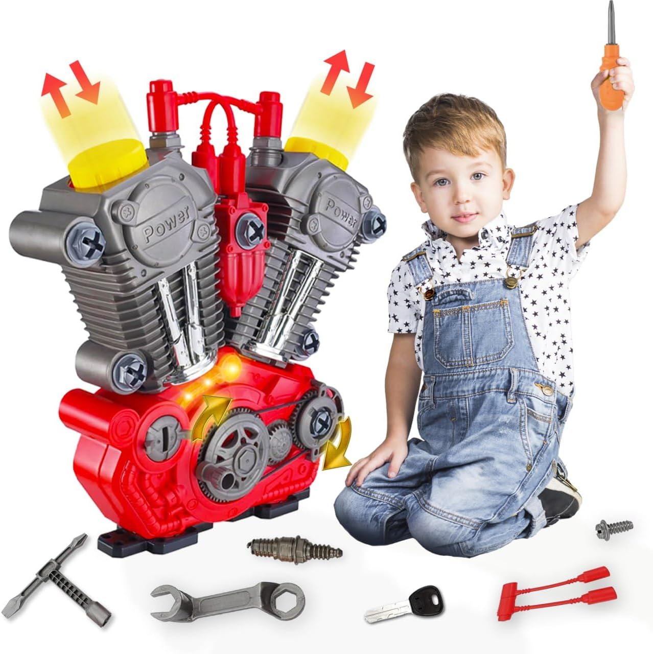 Amazon.com: AMALICO V8 Small Car Engine Model kit Toy for Kids ...