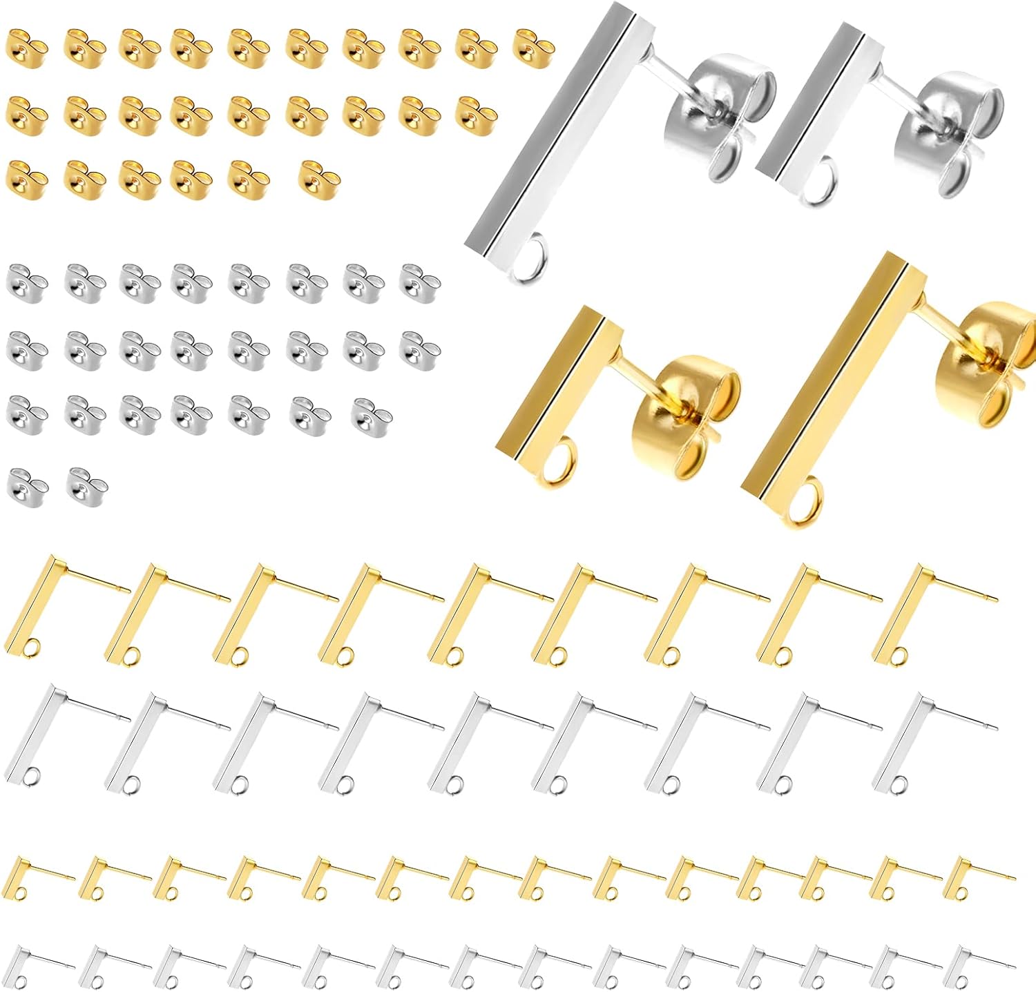 Amazon.com: 50 Sets Stainless Steel Earring Posts Earring Studs with ...