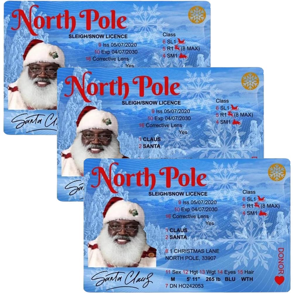 Amazon.com: Xmas Santa's Sleigh Lost Driving License Santa Claus ...