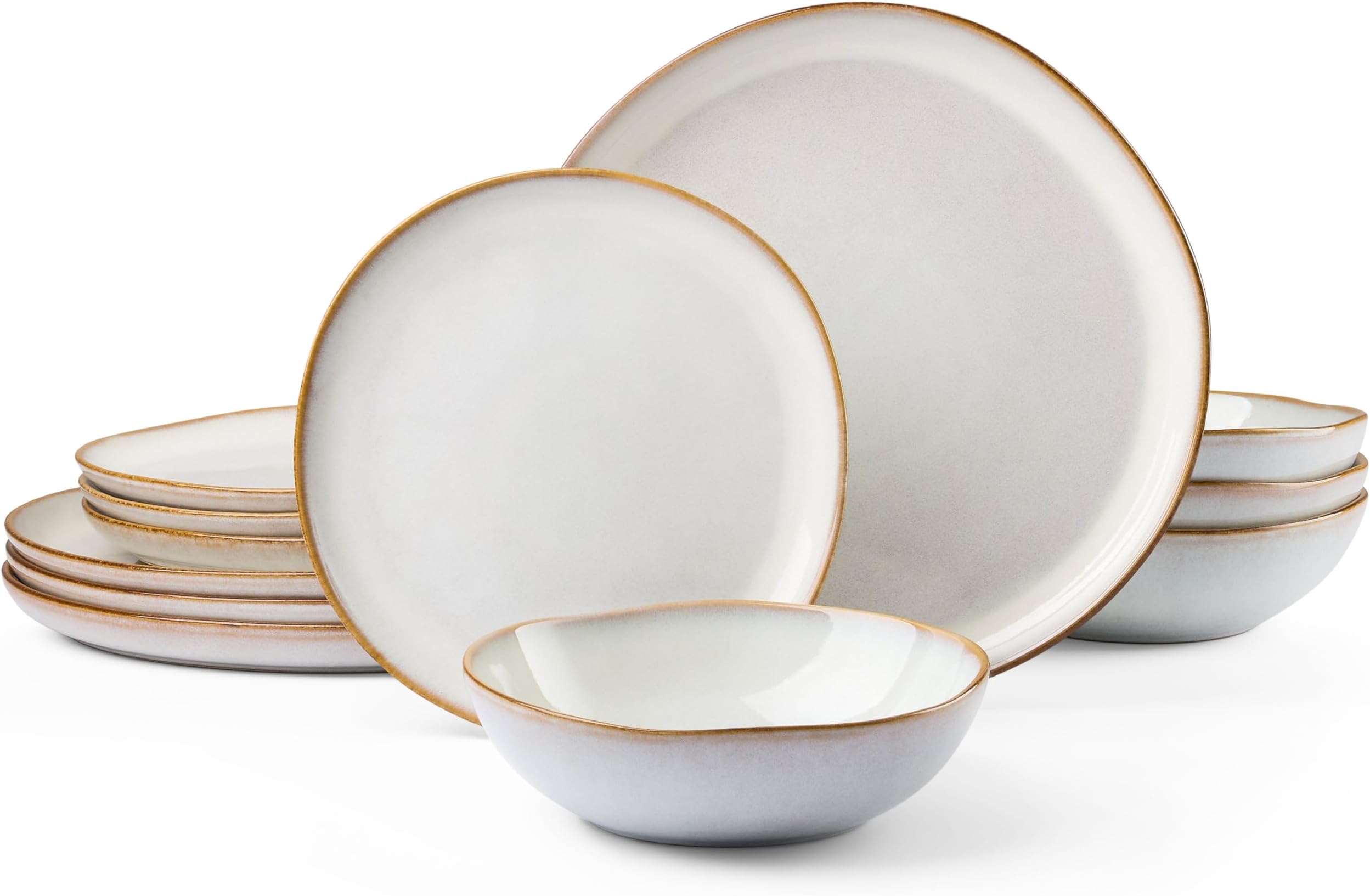 Amazon.com | HaWare 40-Piece Silverware Set with 16-Piece Dinnerware ...