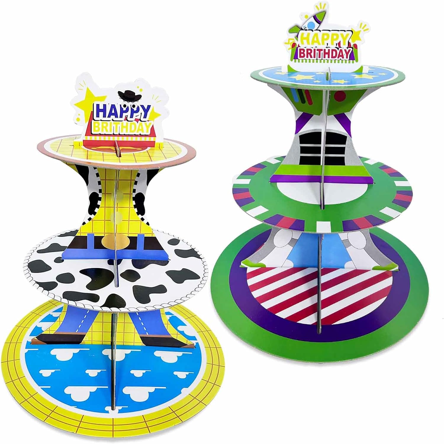 Amazon.com: YNOUU 2 PCS Toy Birthday Party Cake Stand,3-Tier Cake Stand ...