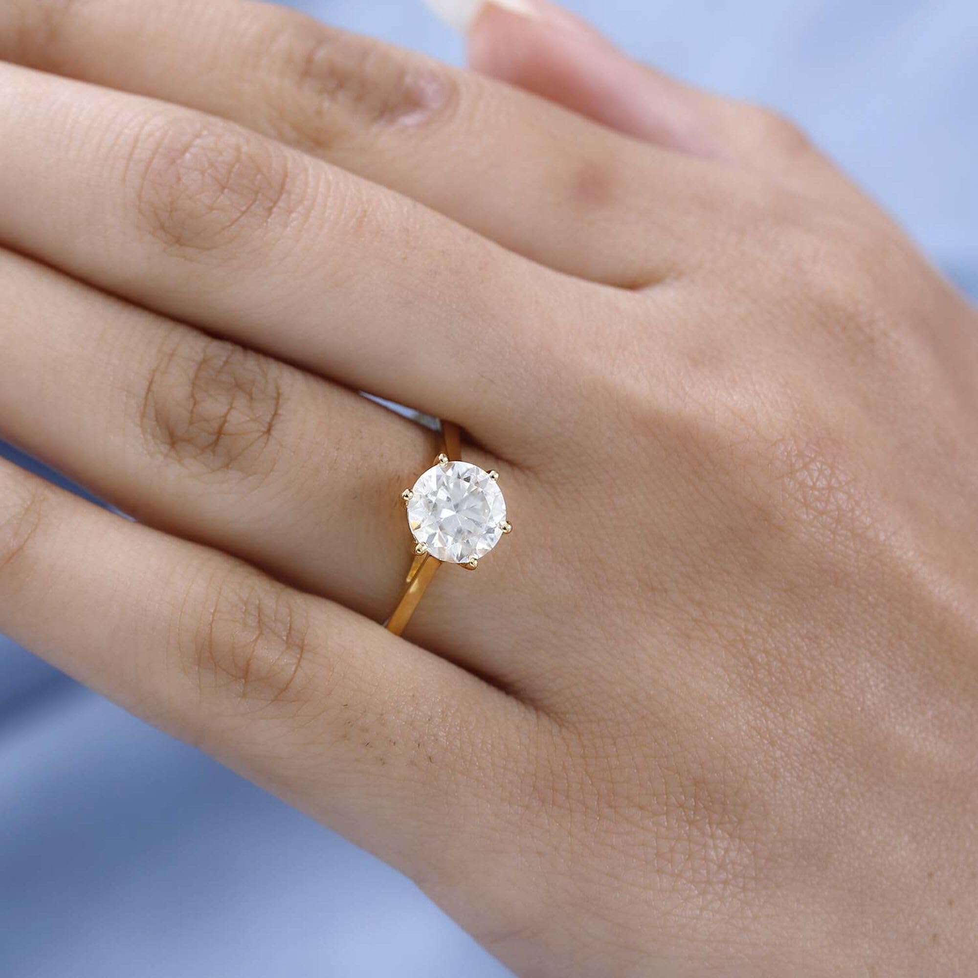 TJC 1.77ct Moissanite Solitaire Engagement Ring 9ct Gold & Silver Size ...